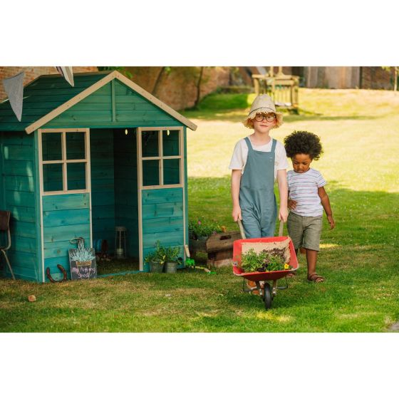 Buy online: Plum® Garden Hut Wooden Cubby Playhouse - Teal – Happy ...