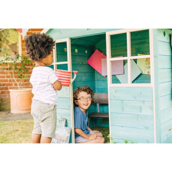 Buy online: Plum® Garden Hut Wooden Cubby Playhouse - Teal – Happy ...